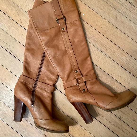 Shoes | Womens Brown Leather Knee High Boots With Heels | Poshmark